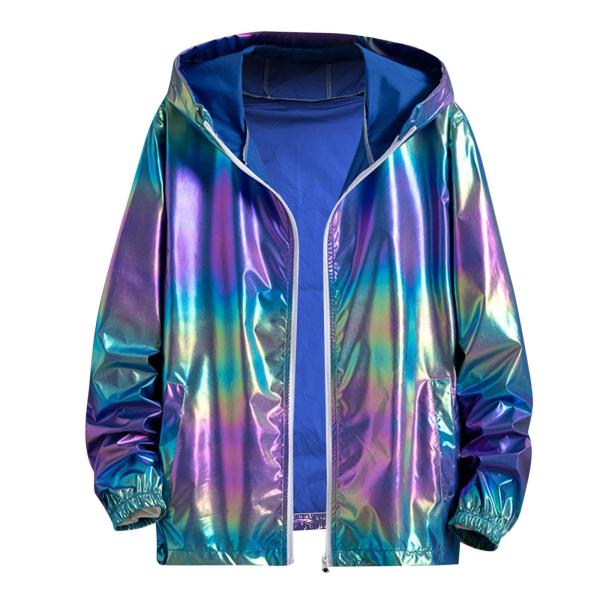 商品名:  Men's Reflective Rain Jacket Waterproof Windbreaker Jackets with Hood Lightweight Casual Jacket Long Rain Coats(Bl...