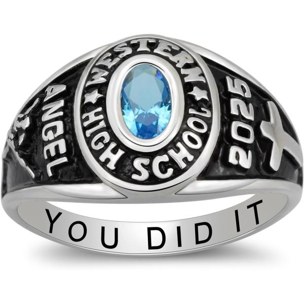 商品名Ccjcinata Customized Sterling Silver High School and College Class Ring for women pride ring graduation rings for wom...