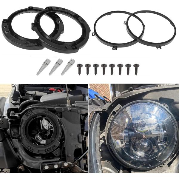 商品名ヘッドライト取り付けブラケットリングセット 7インチ 2007-2018 Jeep Wrangler JKPOETRYXIAO 7 inch Headlight Mounting Bracket Ring Set for 2007-2...