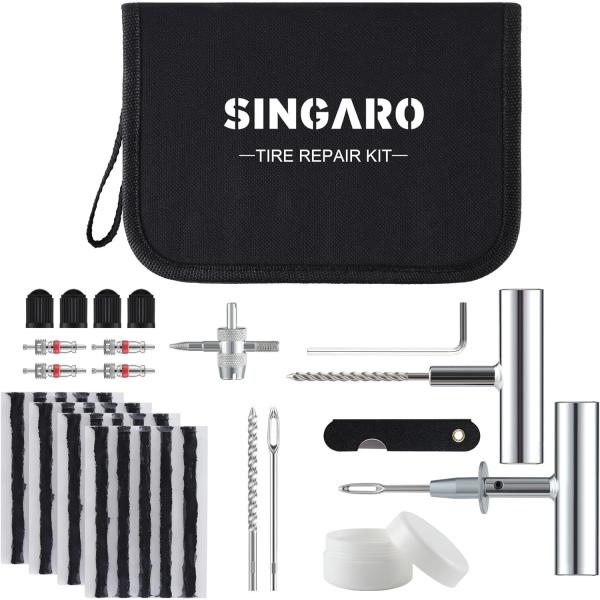 商品名SINGARO ユニバーサルタイヤ修理キット カーアクセサリー用 ヘビーデューティー カー緊急ツールキット 36個 車 バイク RV ジープ トラック トラクター フラットタイヤ パンク修理SINGARO Tire Repair Ki...