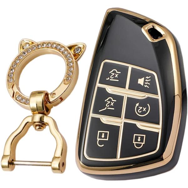 商品名KUNIO Car Key Fob Cover Case Key Fit for Buick Envision Tahoe Chevy Key Protective Cover Keychain TPU Key Holder 6 Bu...
