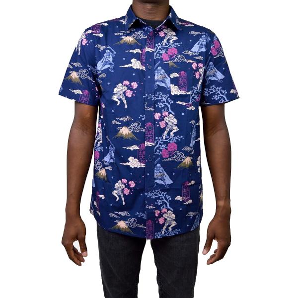 商品名STAR WARS Men's Darth Vader and Stormtroopers Samurai Print Button Down Shirt - Navy - X Largeブランド：STAR WARS商品サイズ：X-L...