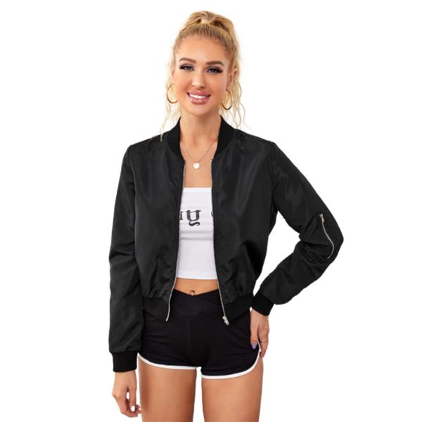 商品名:  OYOANGLE Women's Lightweight Bomber Biker Jacket Zip up Windbreaker Crop Bomber Jacket Coat Black Mブランド: OYOANGLE商...
