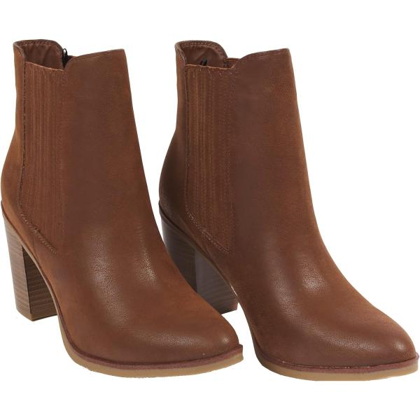 商品名ALTAR'D STATE Women's Raya Slip On Chelsea Stacked Mid Heel Boots, Pointed Toe Ankle Block Heel Shoes, Brown, Size 8....