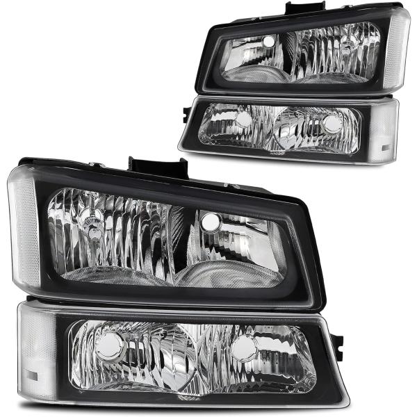 商品名Jenuo 曇り止めヘッドライトアセンブリ 03 04 05 06 シボレー シルバラード アバランチ 1500 2500 3500/07 クラシック ファクトリークラッドボディには適合しません 左側と右側 (ブラックハウジングクリア...