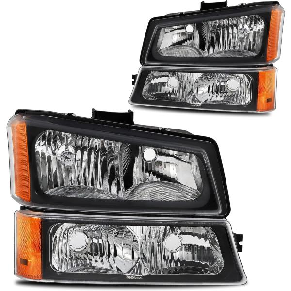 商品名Jenuo 曇り止めヘッドライトアセンブリ 03 04 05 06 シボレー シルバラード アバランチ 1500 2500 3500/07 クラシック ファクトリークラッドボディには適合しません 左側と右側 (ブラックハウジングアンバ...