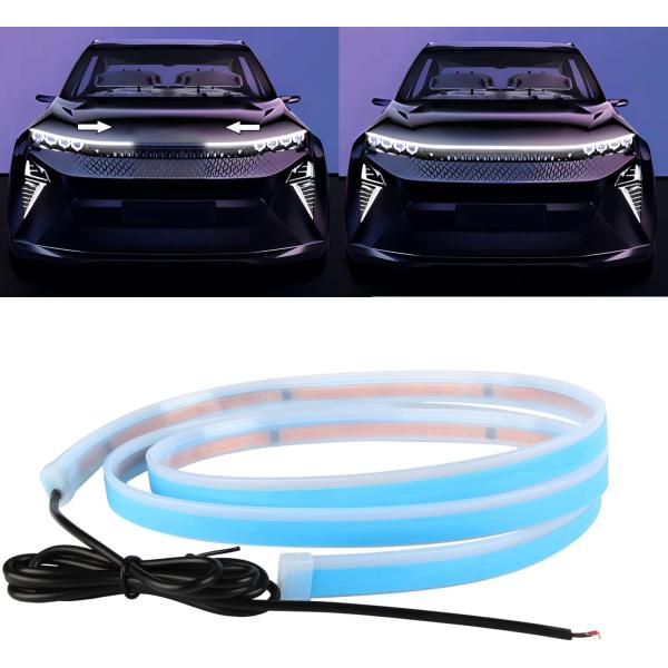 商品名Teguangmei Car LED Lights Exterior Hood Light Strip, Dynamic White with Start Sequential Scan, 70IN Flexible LED Stri...