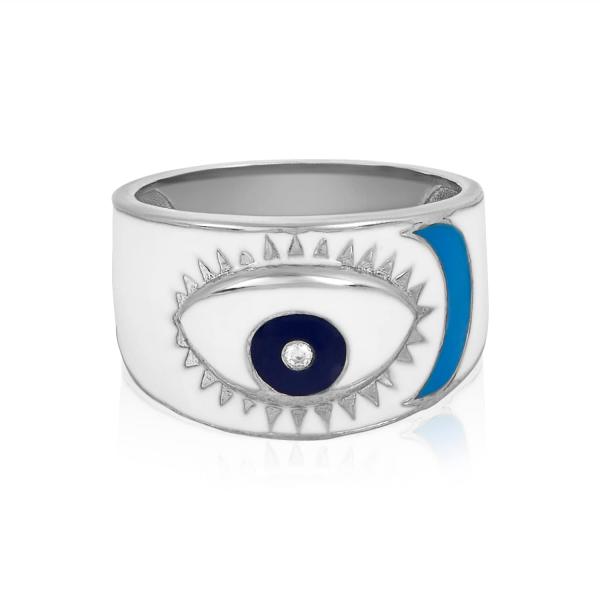 商品名: Alef Bet by Paula イーブルアイ リング シルバー, 6, 貴金属, 宝石なし Alef Bet by Paula Evil Eye Sterling Silver Ring for Women Size 6 Bo...