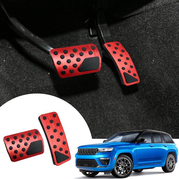 商品名RUIANTE Compatible with Non-Slip Foot Pedal Pads Aluminum Brake and Gas Accelerator Pedal Cover Accessories for Jeep ...