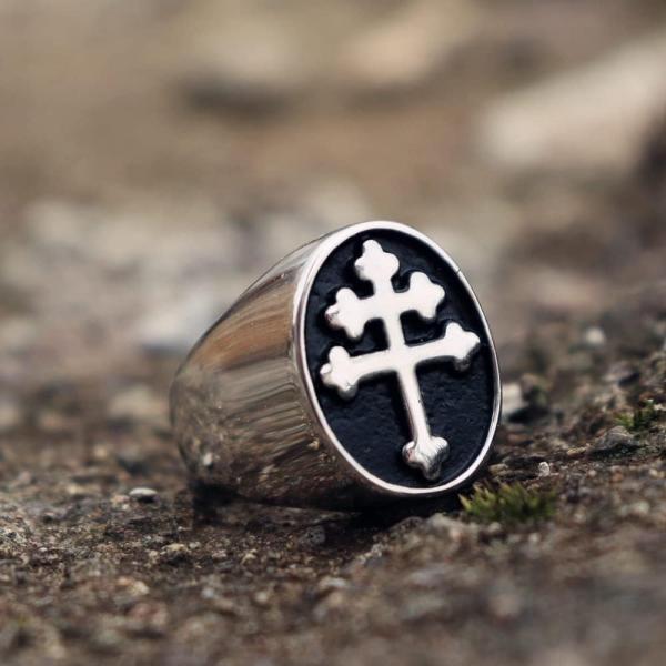 商品名MIYU Classic Cross Of Lorraine Signet Rings Mens Stainless Steel Biker Ring Biker Fashion Jewelryブランド：Generic商品サイズ：商品...