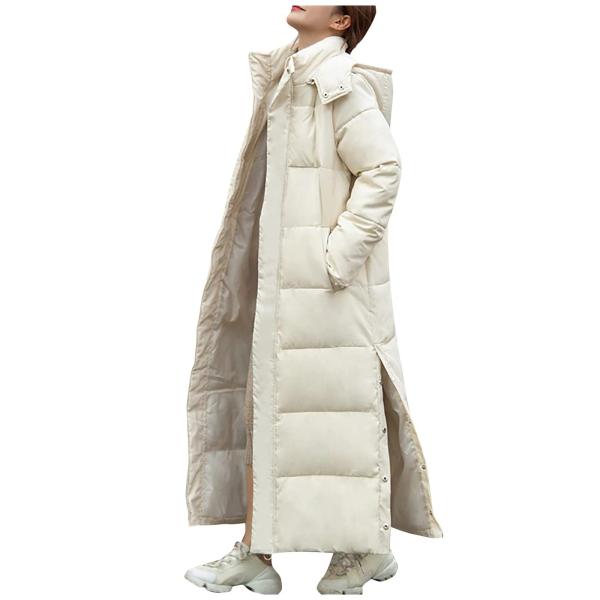 商品名:  RDEGOOCHA Women's Long Quilted Coat Maxi Length Winter Thickened Hooded Puffer Jacket Side Slit Buttons Solid Down...