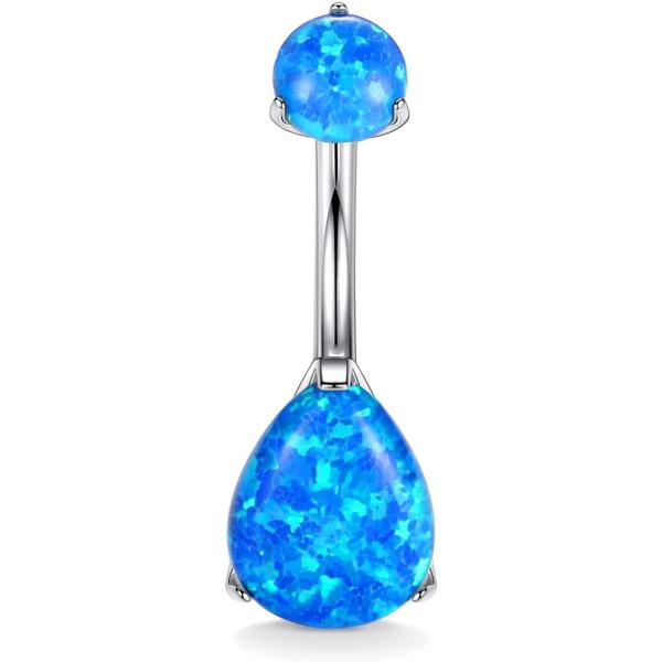 商品名FUNLMO チタンベリーボタンリング 14G ベリーリング ベリーピアス へそリング バーベル スタッド ダブルキュービックジルコニア オパールインレーFUNLMO 14g Belly Button Rings Titanium B...