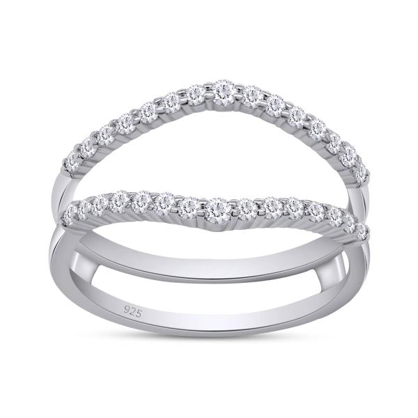 商品名: SAVEARTH DIAMONDS 2/5 ct t.w ラウンドカット 人工モアッサナイト ダイヤモンド カーブ リングガード エンハンサー スターリングシルバーに14Kゴールドオーバー レディース (D カラー VVS1 クラ...