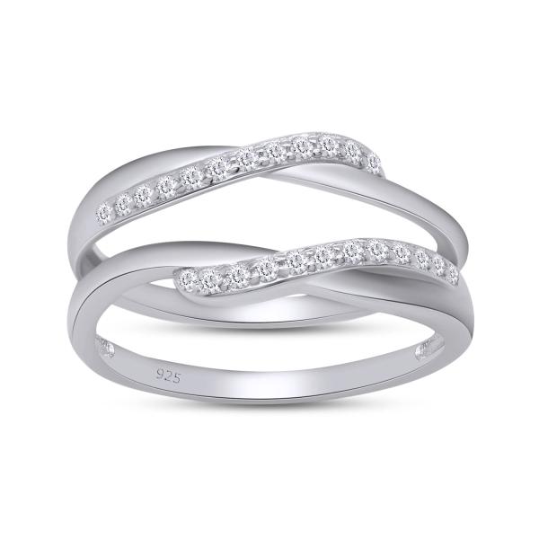 商品名: SAVEARTH DIAMONDS 1/7 ct t.w ラウンドカット 人工モアッサナイト ダイヤモンド バイパス インフィニティ スタイル 結婚指輪 ガード エンハンサー スターリングシルバーに14Kゴールド (Dカラー、VV...