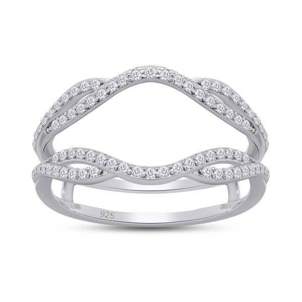 商品名: SAVEARTH DIAMONDS 2/5カラット t.w ラウンドカット 人工モアッサナイトダイヤモンド ダブルインフィニティ ウェディングリング ガードエンハンサー 女性用 スターリングシルバーに14Kゴールド Dカラー VV...