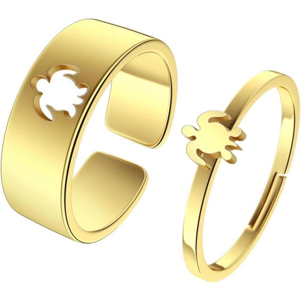 商品名Chereda 2個 お揃いの海洋動物 調節可能なリング レディース カップル 日常ジュエリー プロミス ウェディングギフト 316L ステンレススチール オープンリング, ステンレススチール, 宝石なしChereda 2PCS Ma...