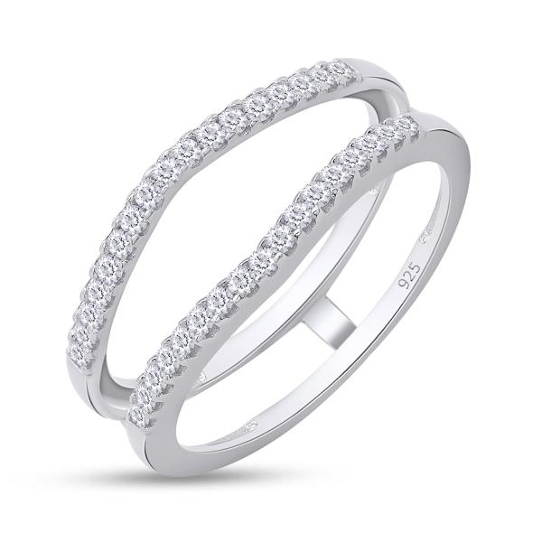 商品名: SAVEARTH DIAMONDS 1/3カラット t.w ラウンドカット 人工モアッサナイトダイヤモンド カーブエンハンサーガードリング スターリングシルバーに14Kゴールド 女性用 (D カラー VVS1 クラリティ 0.33...