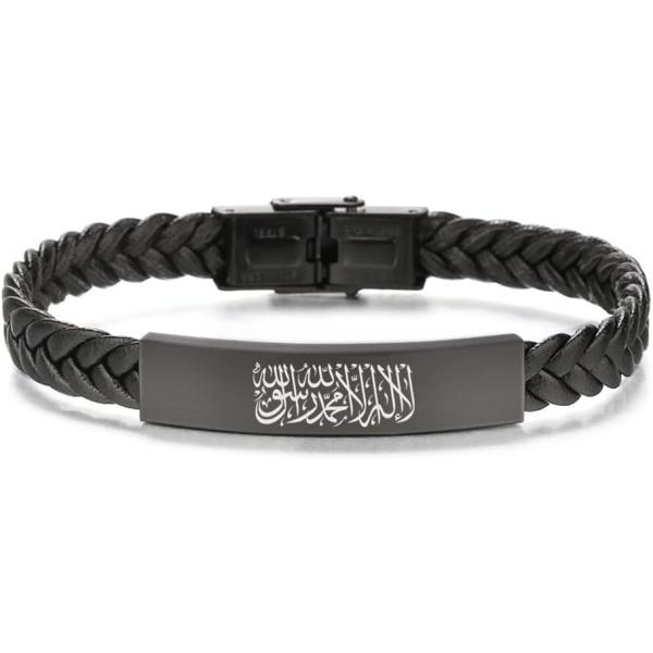 商品名There's No God But Allah イスラム アラビア 書道 レザーブレスレット メンズ レディース イスラム教徒 信仰 リストバンド アラブイスラム教徒用 宗教ジュエリー 記念日 誕生日, ステンレス鋼 レザー, ステ...