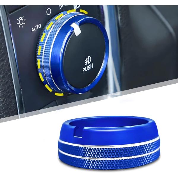 商品名Auprite 車用ヘッドライト スイッチ ボタン ノブ リング トリムカバー Dodge RAM 2010-2018 インテリア装飾アクセサリー アルミニウム合金(ブルー)Auprite Car Headlights Switch ...