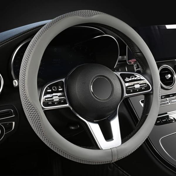 商品名車のハンドルカバー ユニバーサル 15インチ マイクロファイバーレザー 通気性技術生地 滑り止め 快適 冬は暖か 夏は涼しい グレーLKWLIKEI Car Steering Wheel Cover, Universal 15 inc...