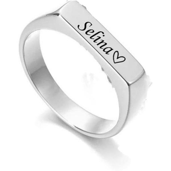 商品名ZKXXJ Personalized Name Ring for Her Him,Customized His Her Thin Signet Band Stainless Steel Nameplate Quote Love Eng...