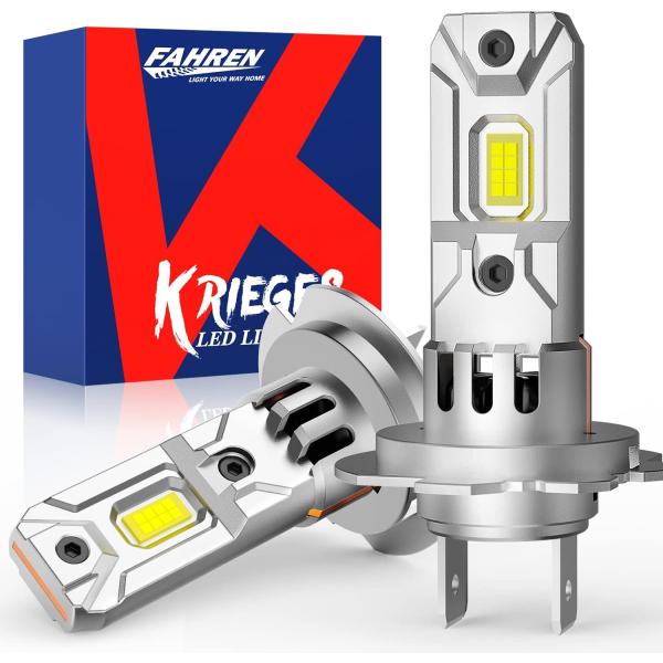 商品名Krieges Fahren 2023 改良版 H7 LED電球 22000LM 600%明るさ 1:1 Mini H7 LED アダプター不要 6500K クールホワイト プラグアンドプレイ ハロゲン 交換用 2個入りKrieges...