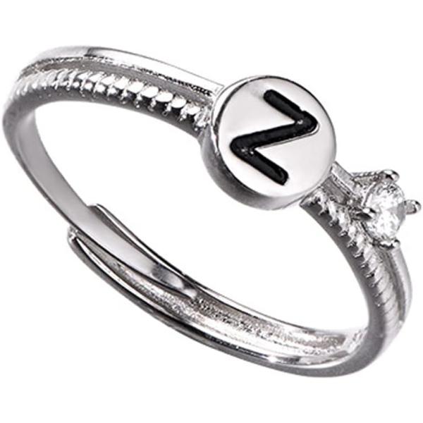 商品名AIFOKIVO アルファベットA~Zリング レディース ガールズ スターリングシルバー 調節可能なイニシャルリング キュービックジルコニアはめ込み 重ね付け可能 アルファベットリング 母の日/バレンタイン/記念日のギフト, スターリ...