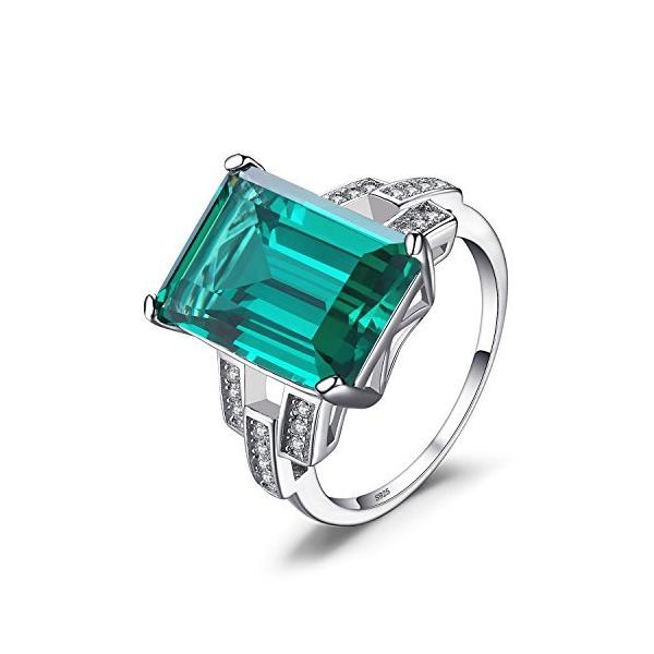商品名: JewelryPalace カクテルリング 5.9カラット 人工グリーンナノロシアンエメラルド 925スターリングシルバー サイズ6, 金属, エメラルド JewelryPalace Emerald Cut 6ct Simulat...