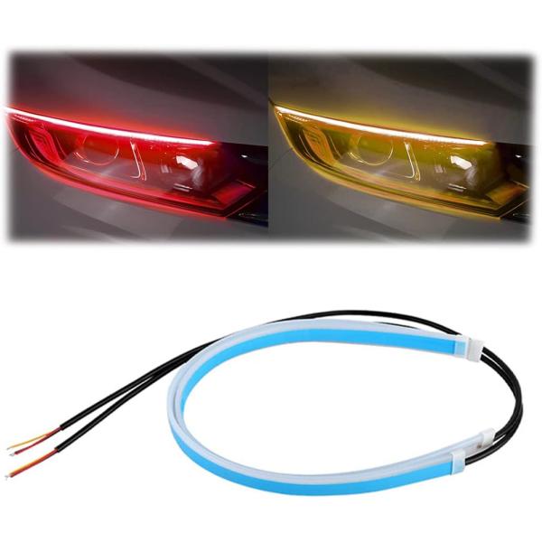 商品名Car LED Headlight Strip Lights, Exterior Dual Color 2 Pcs DRL Headlight, Waterproof Switchback Sequential Lamp Turn S...