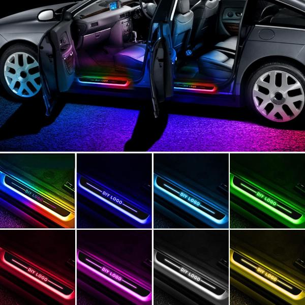 商品名LED Car Door Sill Lights, 4 Pcs Custom Auto-Sensing Real Waterproof Wireless Colorful Car Sill Light Plateブランド：YANF商品...