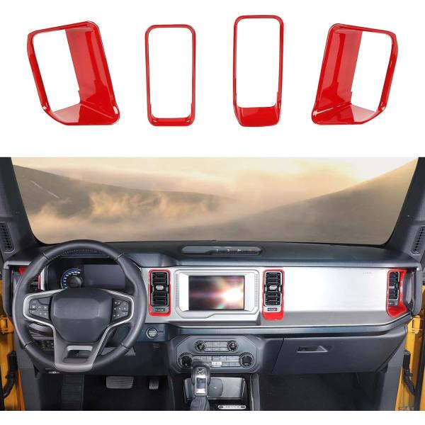 商品名HTHE for Ford Bronco Center Console Dash Air Vent Side Ring Cover Compatible with Ford Bronco 2/4Doors 2021 + (ABS,4p...