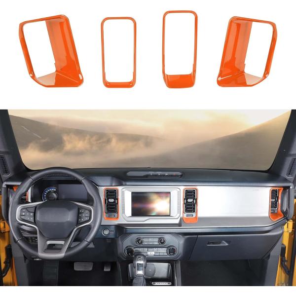 商品名HTHE for Ford Bronco Center Console Dash Air Vent Side Ring Cover Compatible with Ford Bronco 2/4Doors 2021 + (ABS,4p...