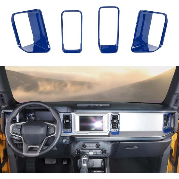 商品名HTHE for Ford Bronco Center Console Dash Air Vent Side Ring Cover Compatible with Ford Bronco 2/4Doors 2021 + (ABS,4p...