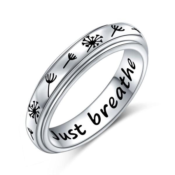 商品名:  Just Breathe Spinner Ring for Women Girls 925 Sterling Silver Dandelion Fidget Rings for Anxiety Stress Relieving ...