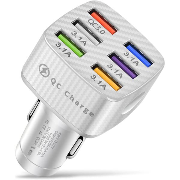 商品名Car Charger Adapter, 6 Ports USB QC3.0 Fast Phone Charger, Car Interior Accessories Fit for All Vehicles, Multi-Port ...