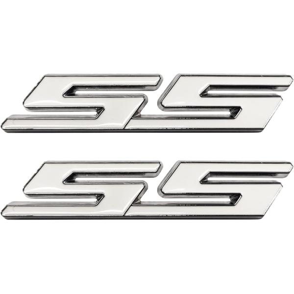商品名2X SS Emblems Metal 3D Side Fender Trunk Badge Decal Sticker Logo Replacement for SS Series Truck Car (White)ブランド：Aim...