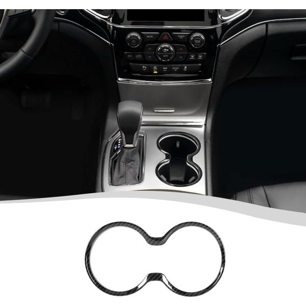 商品名SQQP Carbon Fiber Center Console Cup Holder Cover Interior Accessories Compatible with 2011-2022 Jeep Grand Cherokeeブ...