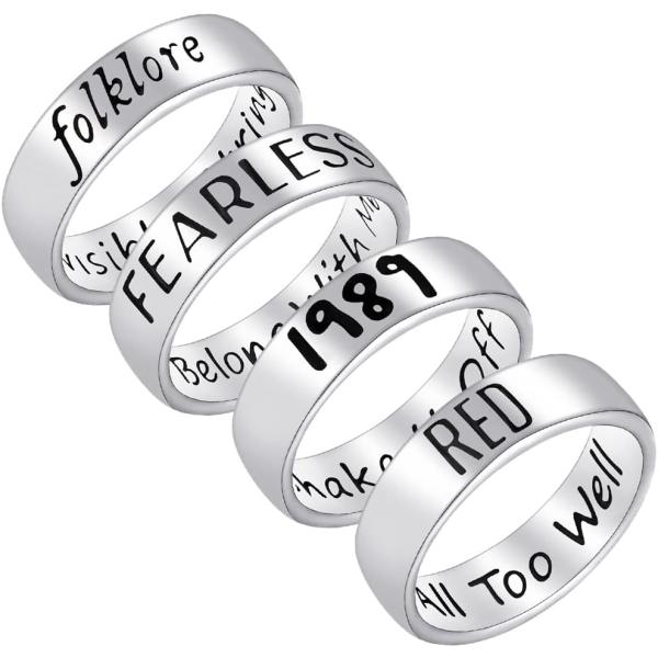 商品名Joliernelle FEARLESS | レッド | FOLKLORE リング ステンレススチール 手彫り ポップソング インスピレーション リング ファン ジュエリー ギフト, ステンレス, 宝石なしJoliernelle 19...