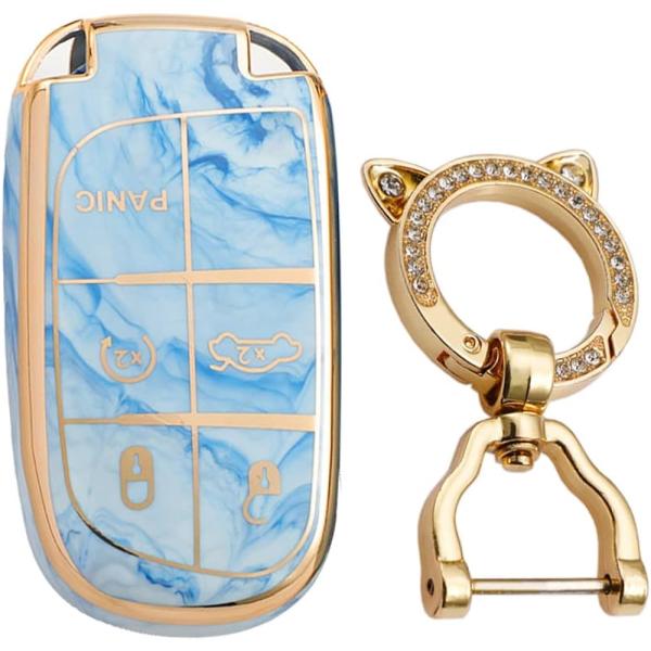商品名KUNIO Car Key Fob Cover Case Fit for Jeep Grand Cherokee Compass wrangler Key Protective Cover Keychain TPU Key Holde...