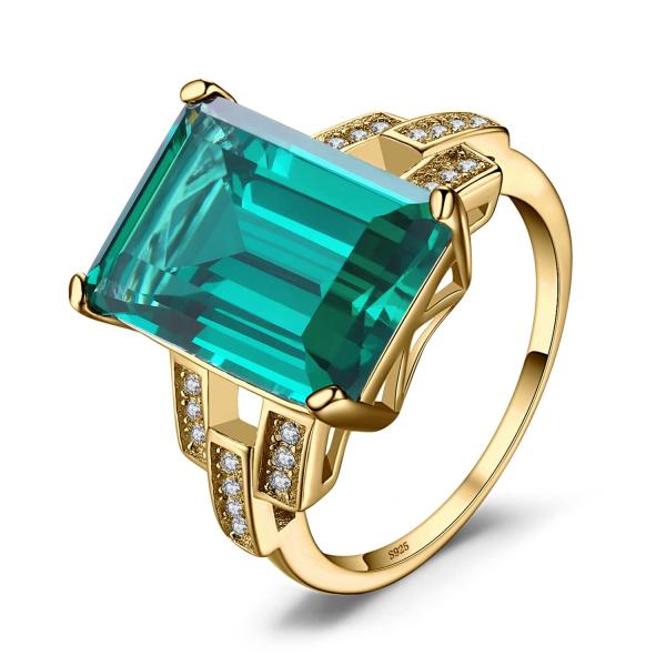 商品名: JewelryPalace エメラルドカット 6カラット 人工エメラルド ソリティア カクテルリング レディース グリーンジェムストーン 925スターリングシルバー 14Kゴールドメッキリング ジェムストーンリング ガールズジュエ...
