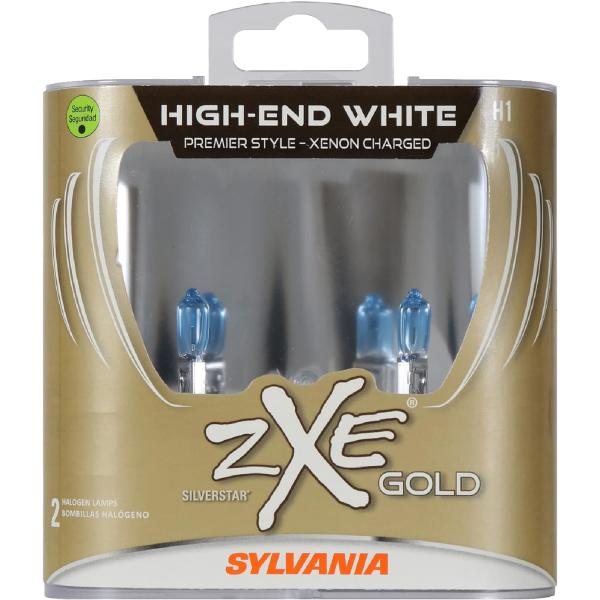 商品名SYLVANIA - H1 SilverStar zXe GOLD 高性能ハロゲンヘッドライト電球 - ヘッドライト&amp;フォグライト 明るい白色光出力 最高のHID代替品 キセノン充電テクノロジー (電球2個付き)SYLVANI...