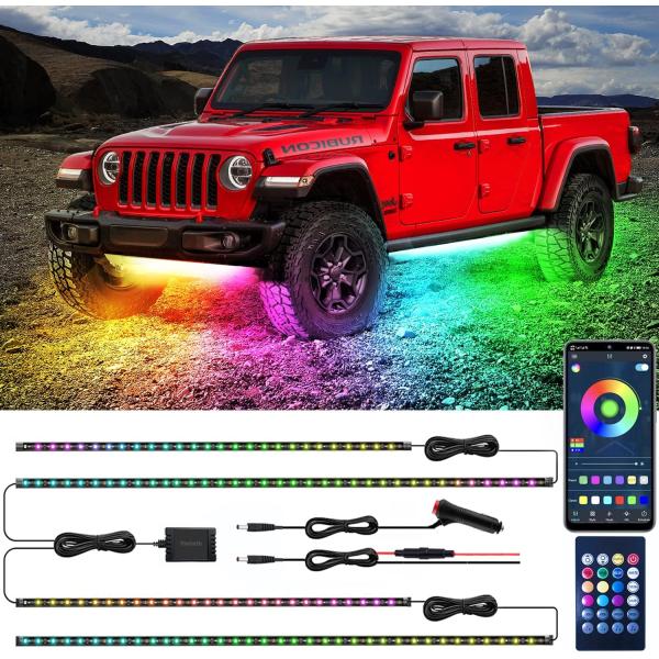 商品名Yielinth Underglow Kit for Car, RGB-IC Under Car Lights with Dream Color Dancing Chasing and 213 Scene Modes, Car Und...