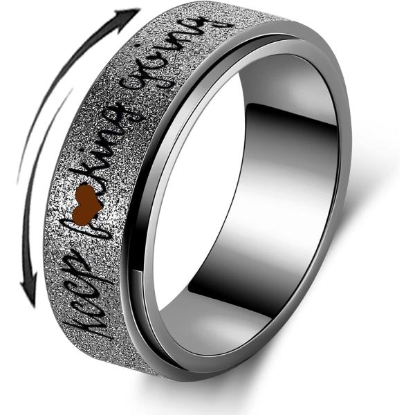 商品名Fidget Spinner Ring for Men Stainless Steel Fidget Toys Anxiety Ring Men's Rings for Women 8mm Width Black Color Size...