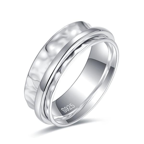 商品名:  STROLLGIRL Sterling silver Simple spinner ring Fidget band ring spinning meditation anxiety ring (hammered design ...