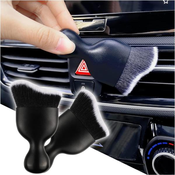 商品名Aokdom ミニカーディテーリングブラシ 密集した毛 傷のつきにくいインテリアダストブラシ 車のダッシュボード、エアコンの通気口、隙間、キーボードクリーニングツールに最適(ブラック+ホワイト-2個)Aokdom Mini Car D...