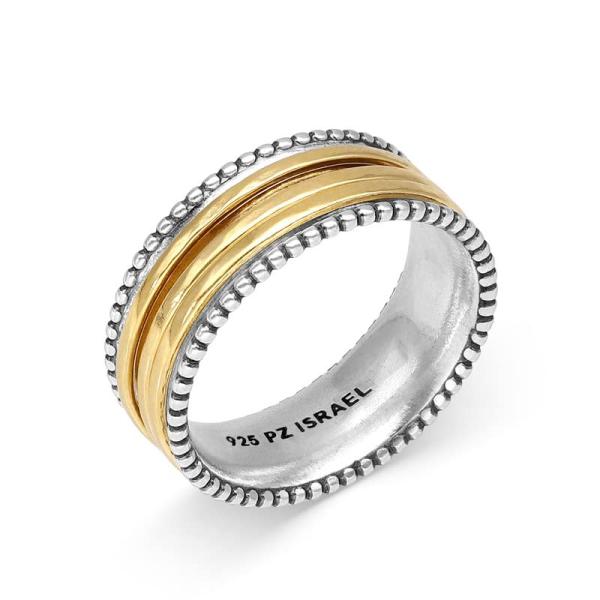 商品名: PZ ビーズスピナーリング スピナー3個付き, 5, 貴金属, 宝石なし Paz Creations Women's 925 Sterling Silver Spinner Ring - Sturdy Band Ring With...