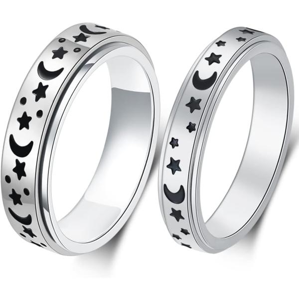 商品名AmorArtSky Spinner Ring for Anxiety Relief Fidget: Anxiety Ring for Women Men, Titanium Stainless Steel Spinner Ring,...