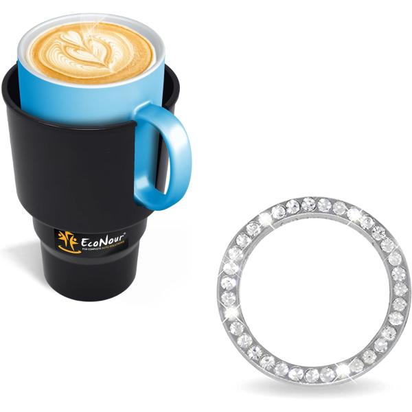 商品名EcoNourEcoNour Cup Holder Expander with Push Start Button Cover for Car (1 Pack) | Large Cup Extender Holder for Car ...