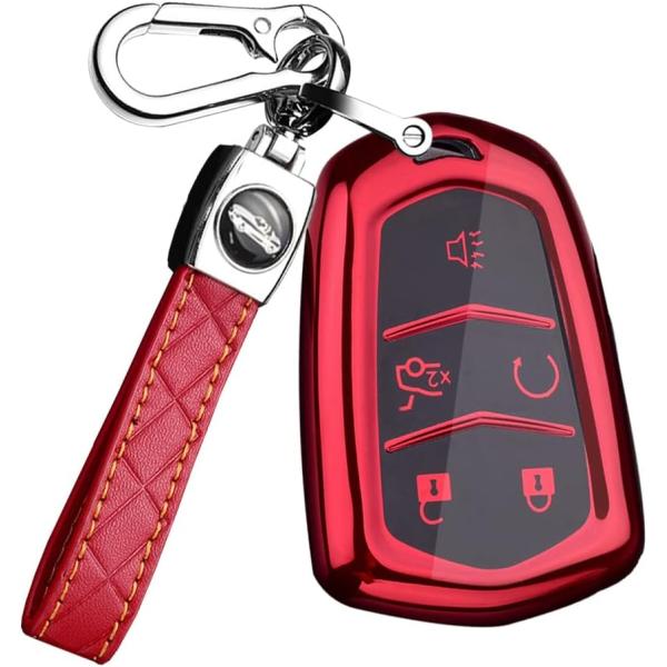 商品名ontto 5-Button TPU Key Box Smart Remote Key Fob Jacket 360 ° Full Protection Fit for Cadillac Escalade CTS SRX XT5 AT...