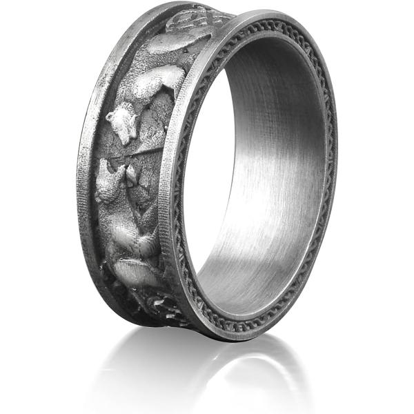 商品名BySilverStone Jewelry スカンジナビアベア いぶし銀リング ネイチャー メンズ 結婚指輪 スターリングシルバー 北欧アニマルリング ボーイフレンド用 旦那 ギフト スターリングシルバー 宝石なし, 宝石、シルバー、...